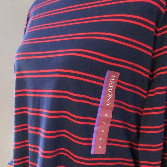 Merona | Tops | New Merona Navy Blue Red Striped Boat Neck Tee | Poshmark